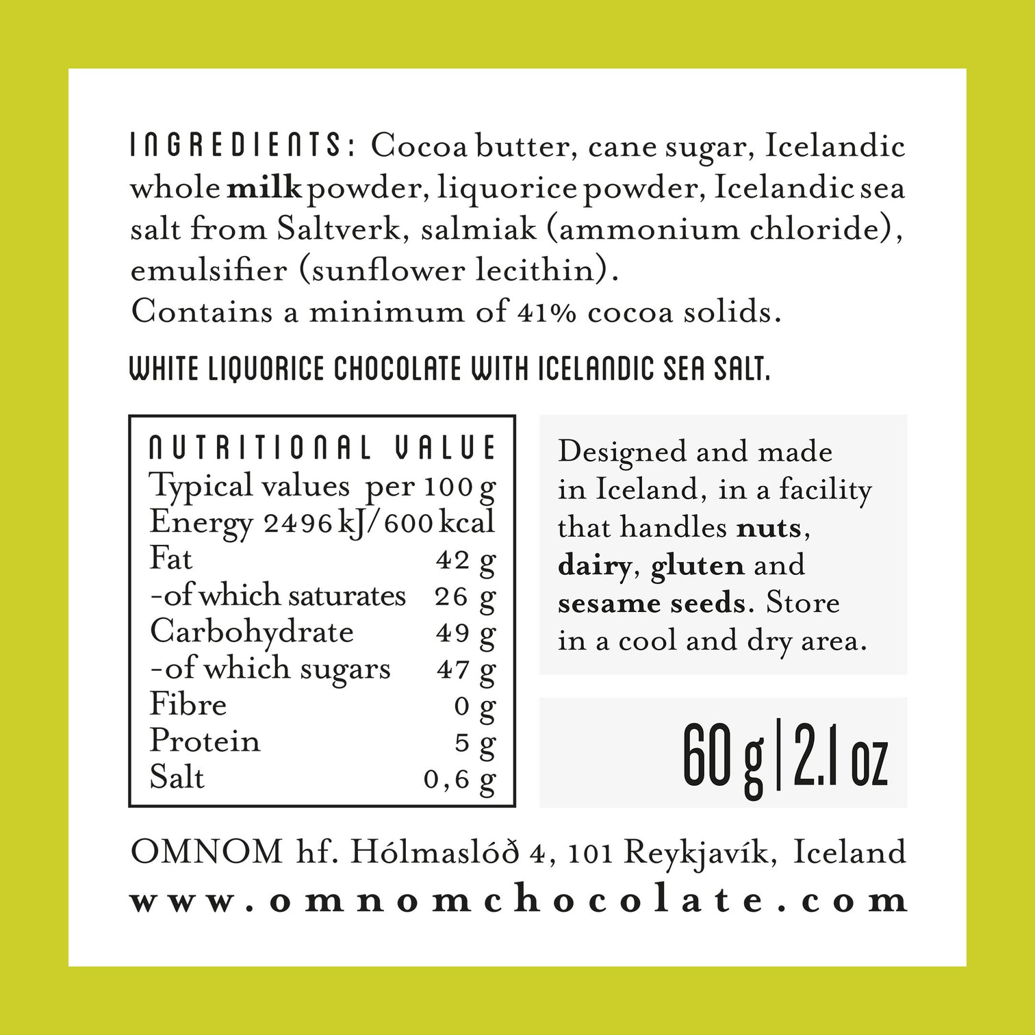 Lakkrís + Sea Salt – Omnom Chocolate